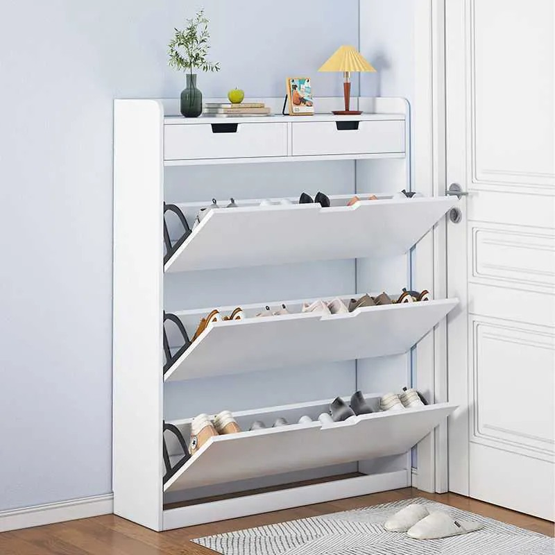 White Modern Shoe Cabinet with Sliding Shelves from China manufacturer ...